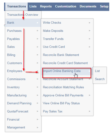 Import Online Bank Data and Auto Match Transactions in NetSuite